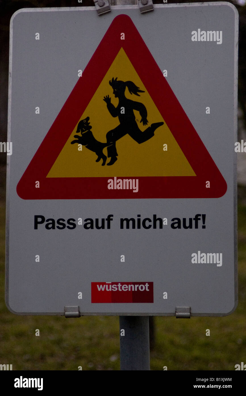 Austria, Perbersdorf, safety signal, "Watch out for me! Stock Photo - Alamy
