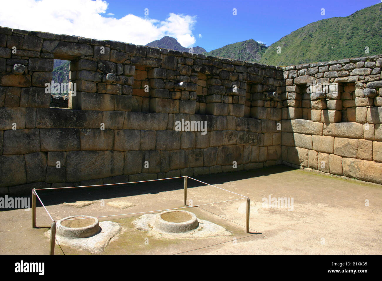 Construction detail at Machu Picchu ancient Inca city ruins at the ...