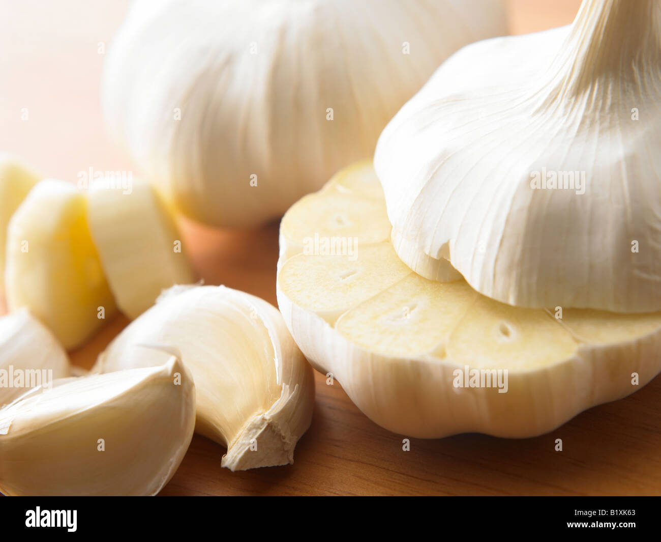 garlic bulbs and cut in half Stock Photo - Alamy