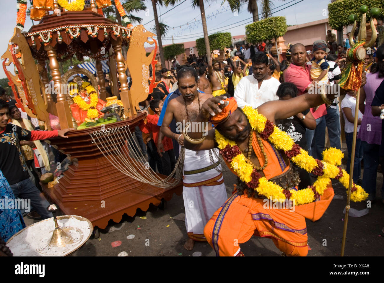 DEVOTEE KAVADI BEARER AT THE ANNUAL HINDU FESTIVAL OF THAIPUSAM BATU ...