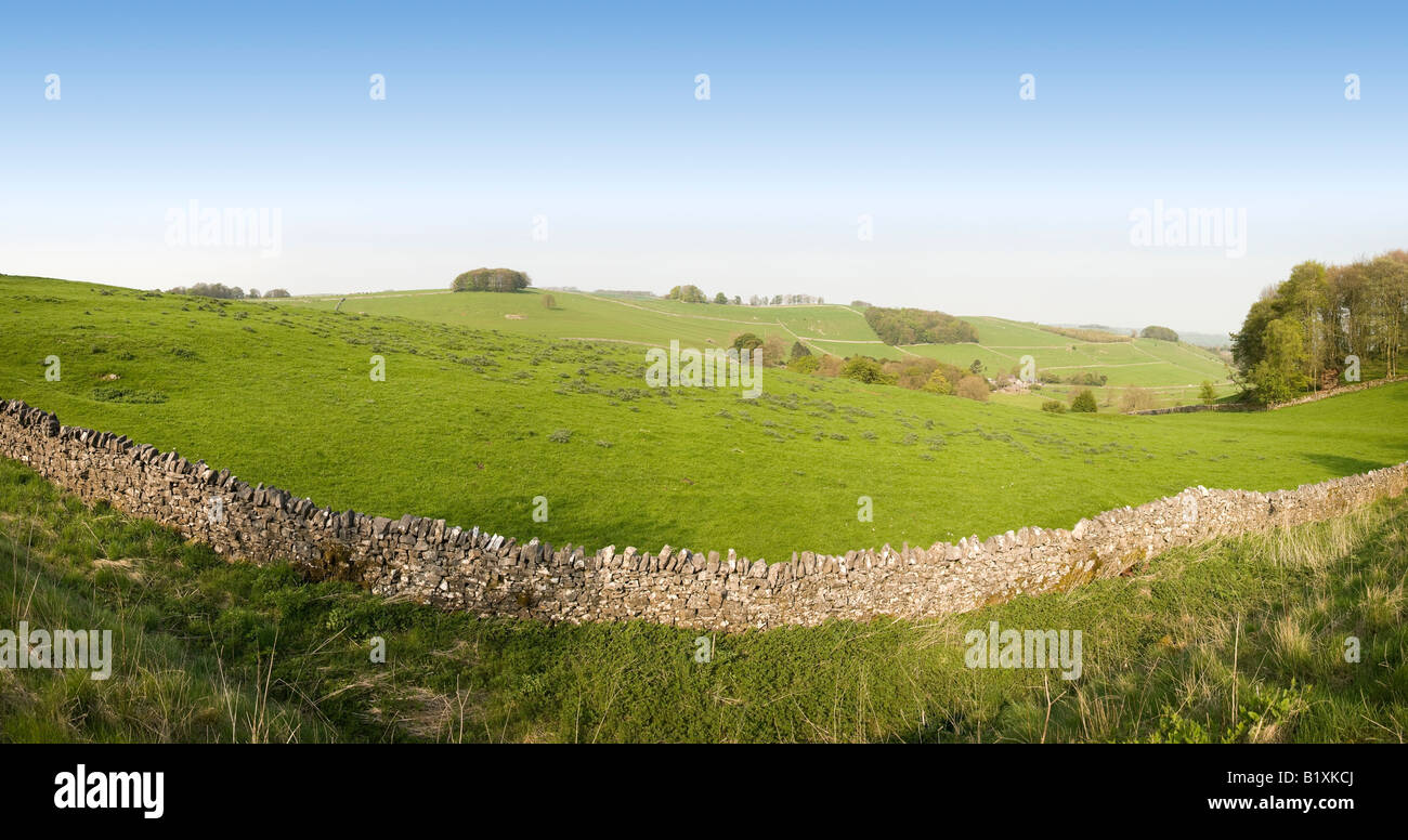 peak district landscape with fields and dry stone walls Stock Photo - Alamy