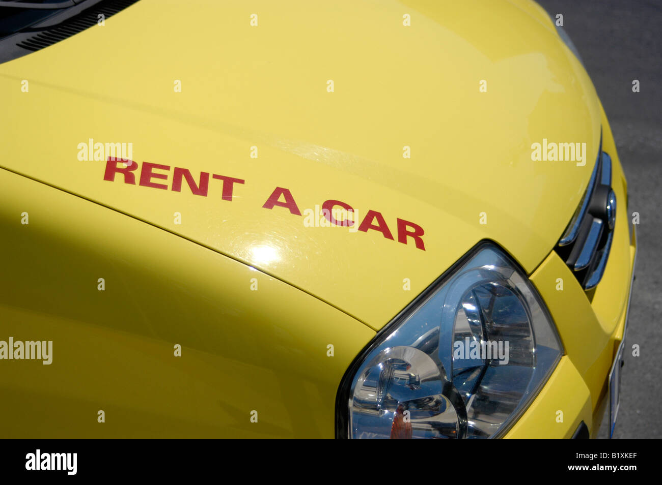 Rent a car written on the front of a Hyundai car Stock Photo - Alamy
