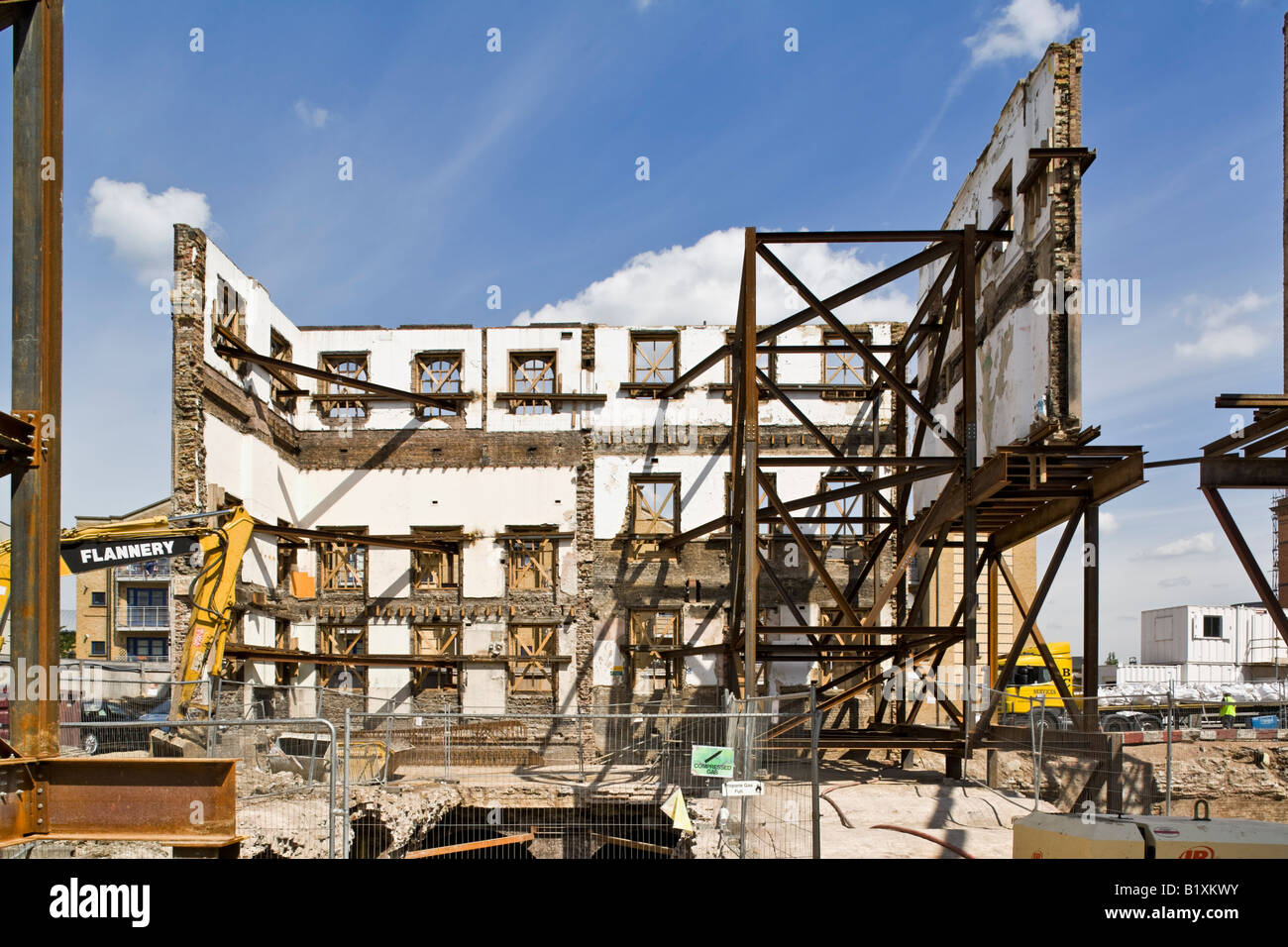 Retained facades on a London construction site Stock Photo - Alamy