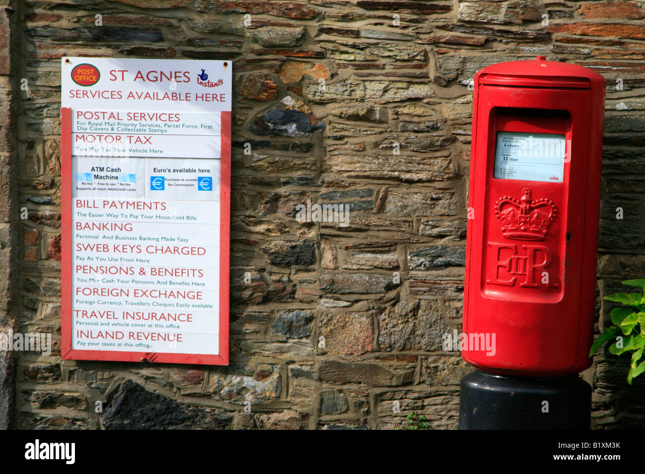 post office services offered St Agnes (Cornish Breanek) village town ...