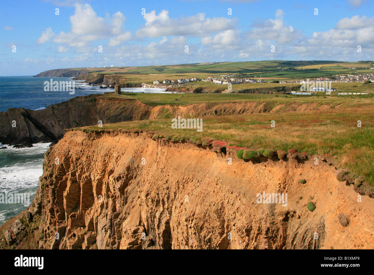clifftop bude town cornwall west country atlantic coast england uk gb ...