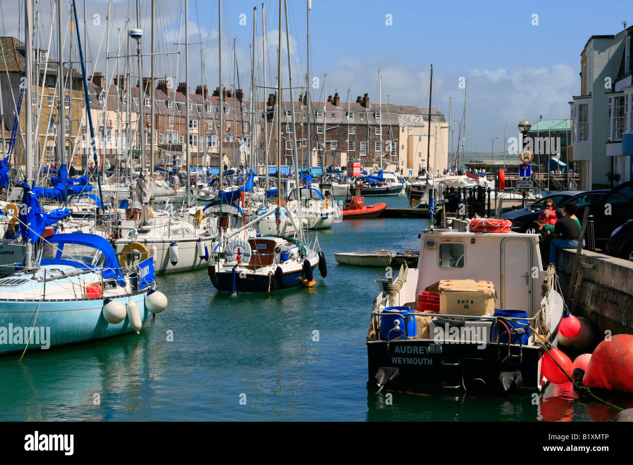 weymouth harbour quayside boats yachts summer dorset england uk gb ...