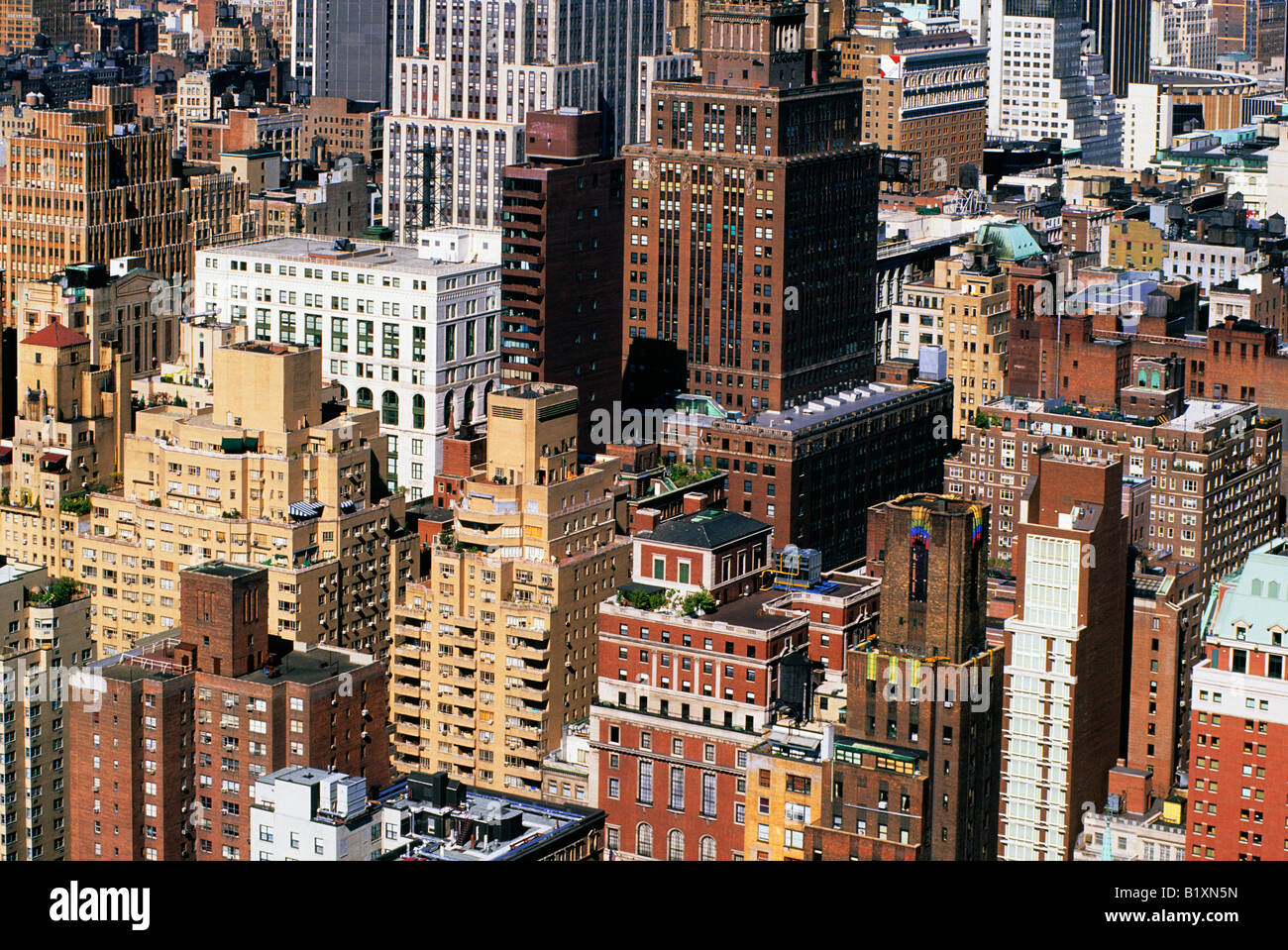 New York aerial landscape view of urban midtown Manhattan buildings ...
