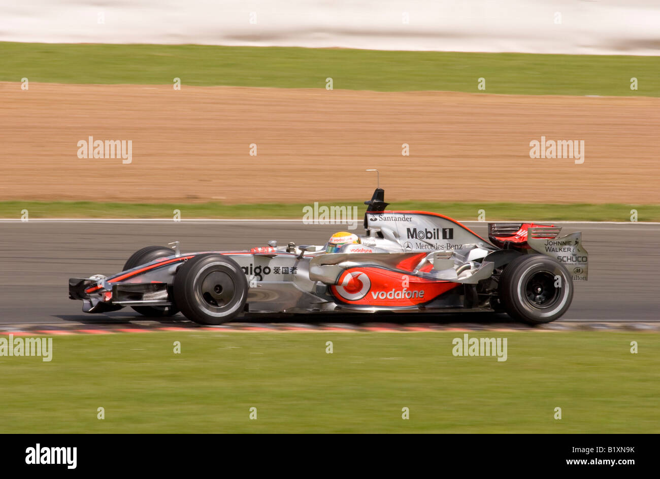 Lewis Hamilton driving a McLaren Mercedes F1 car at Silverstone Stock ...