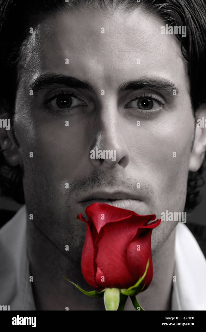 Man with a rose Stock Photo - Alamy