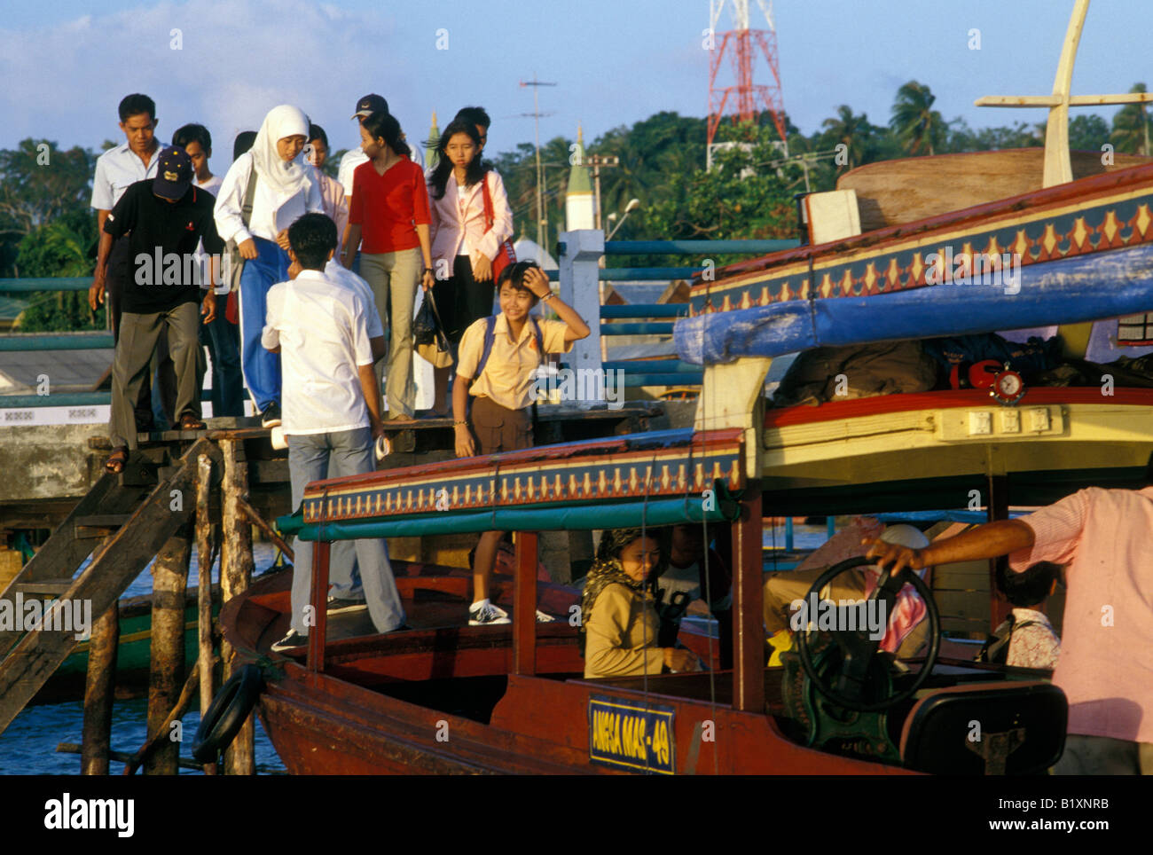 Indonesia Bintan ferry port harbour scene penyenget Stock Photo - Alamy