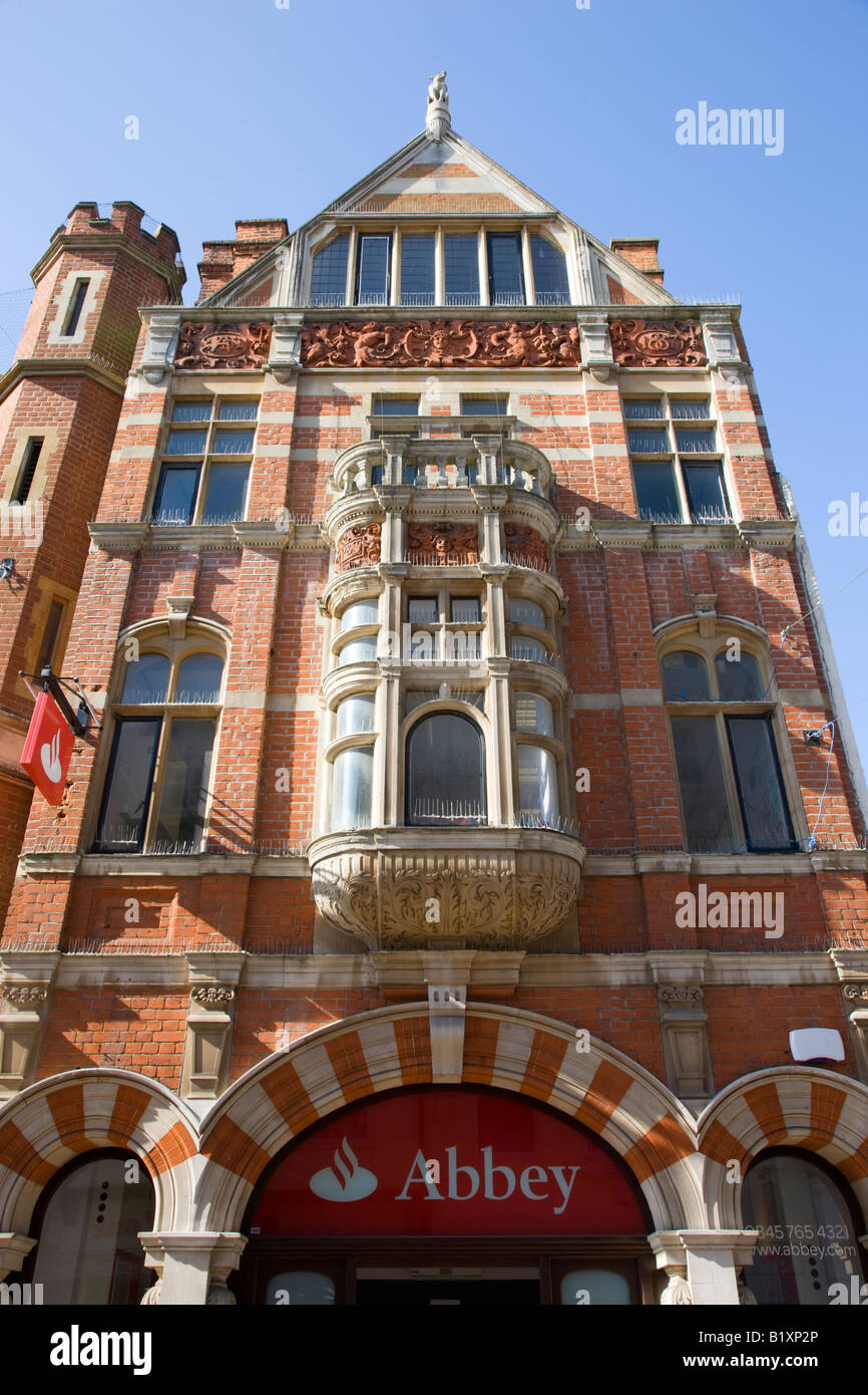 Facade of Abbey bank with mixed red brick and dressed stonework Stock ...
