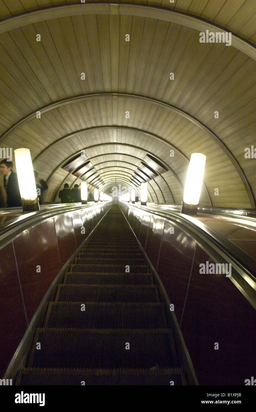 Metro Station escalator Moscow Russia Stock Photo - Alamy