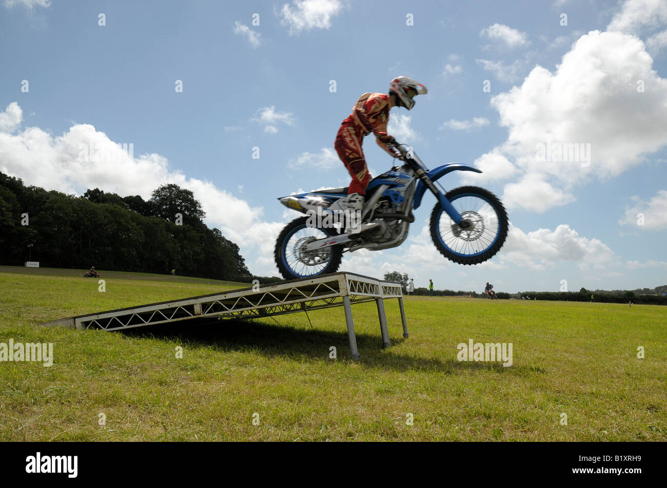 grasstrack racing jumping a ramp Stock Photo - Alamy