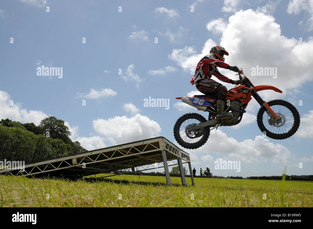 grasstrack racing jumping a ramp Stock Photo - Alamy