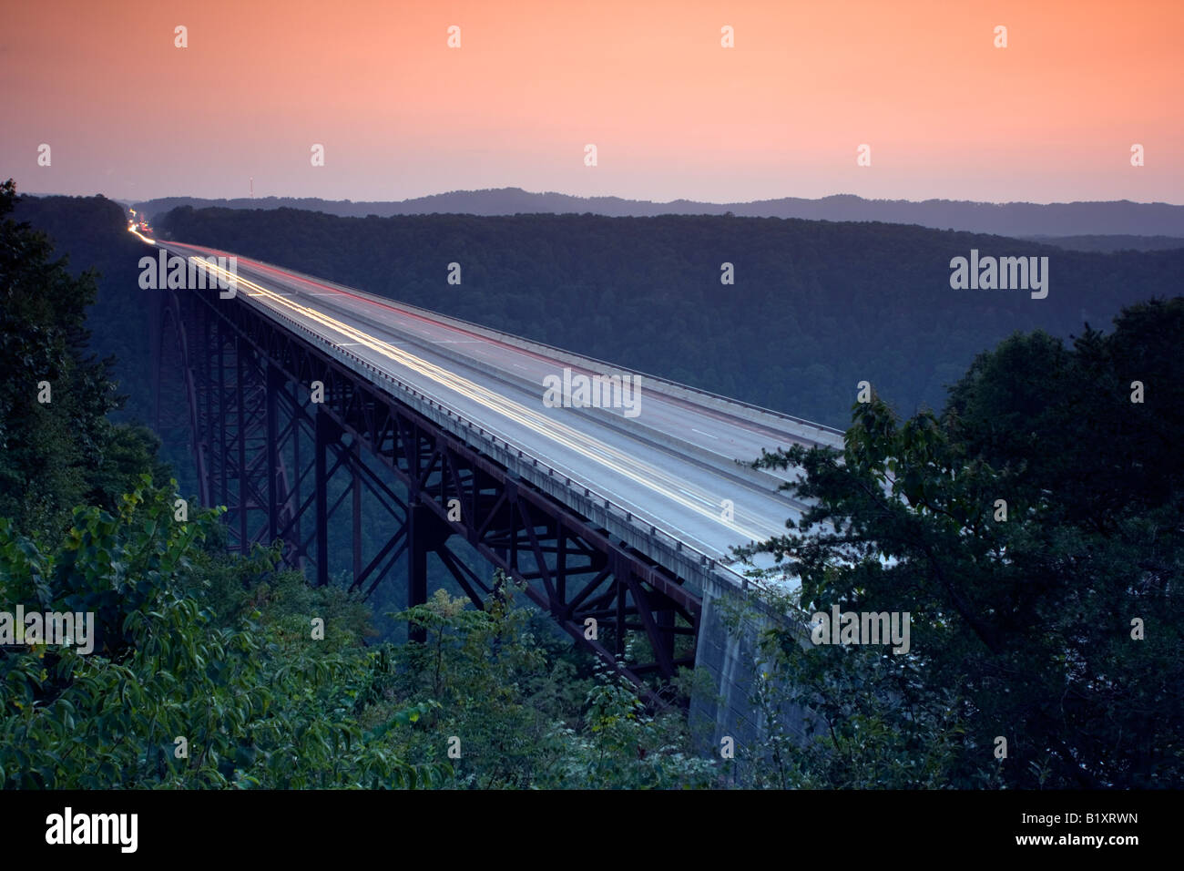 New river gorge bridge west virginia sunset hi-res stock photography ...
