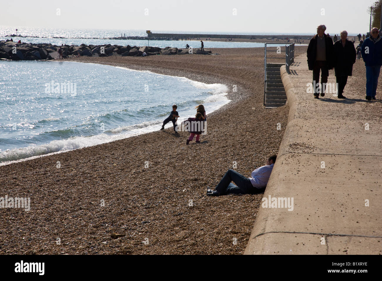 Beach and promenade in Folkestone Kent Stock Photo - Alamy