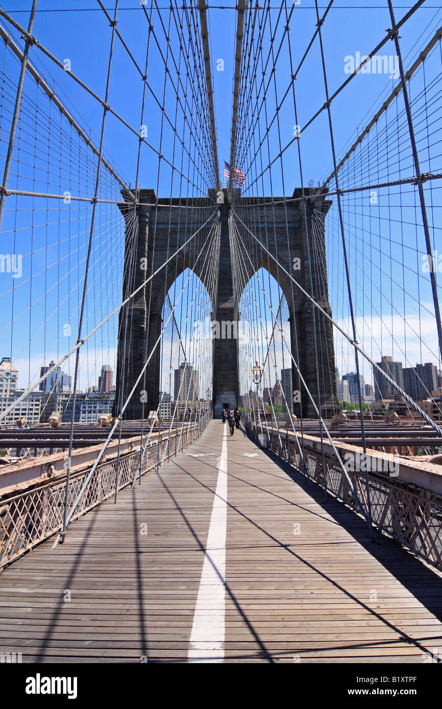 Brooklyn bridge walkway - New York City, USA Stock Photo - Alamy