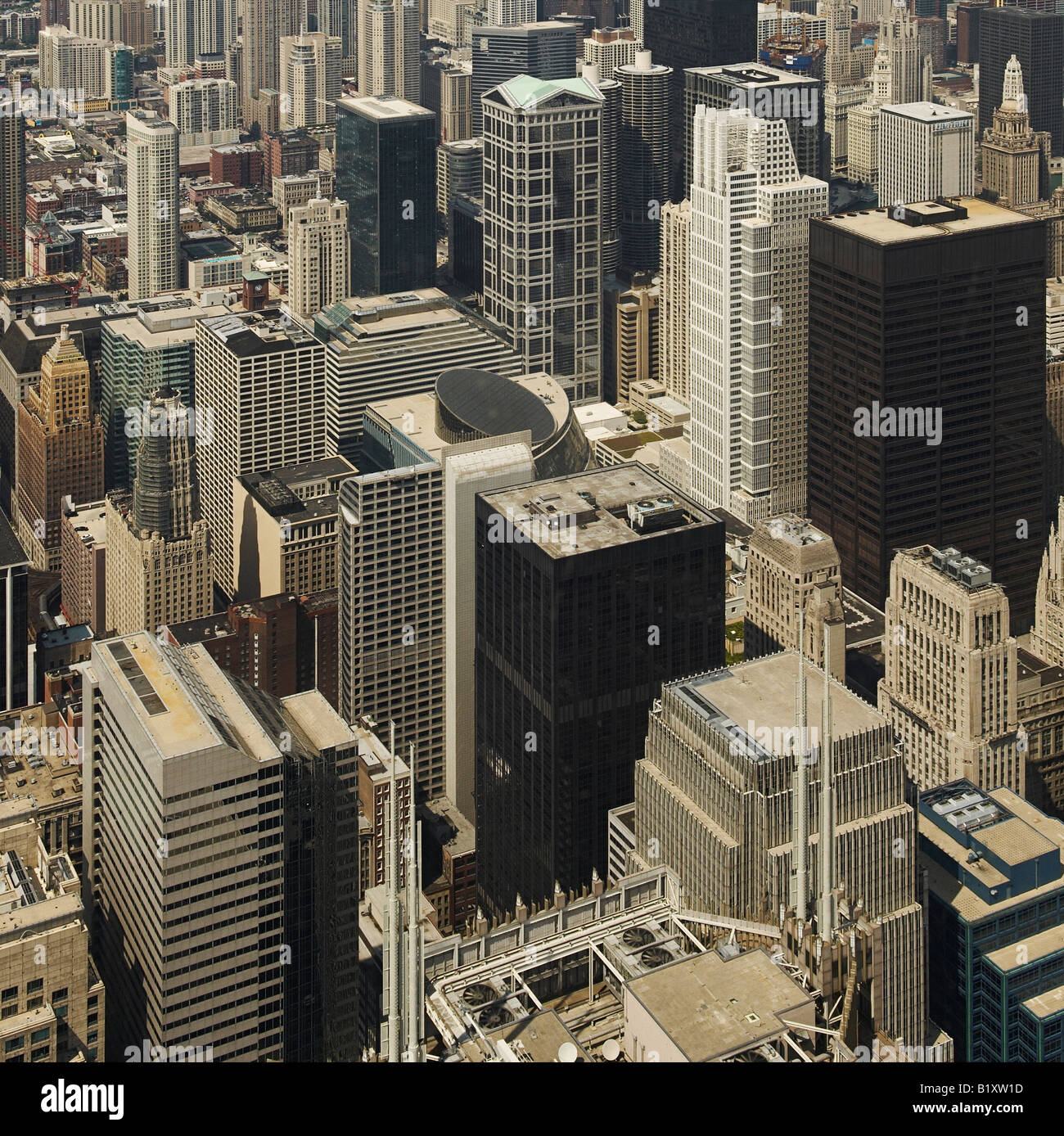 Landscape of Chicago streets Illinois from the air showing the grid ...