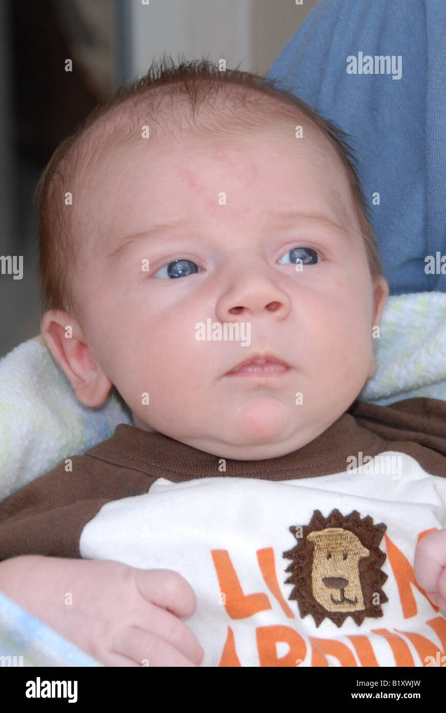 A baby boy looks around with curiosity Stock Photo - Alamy