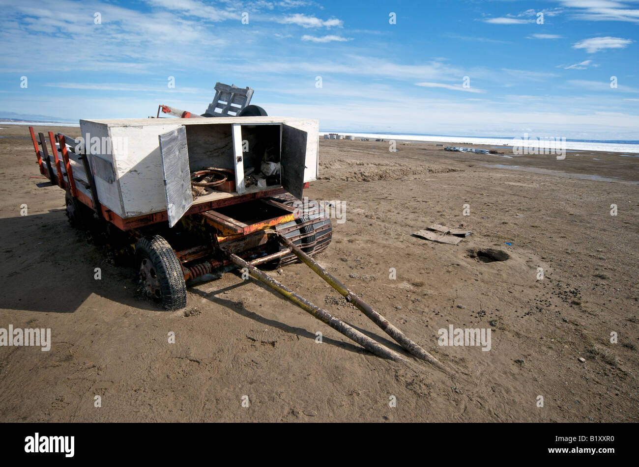 Old abandoned/forgotten arctic oil exploration vehicles/heavy equipment ...