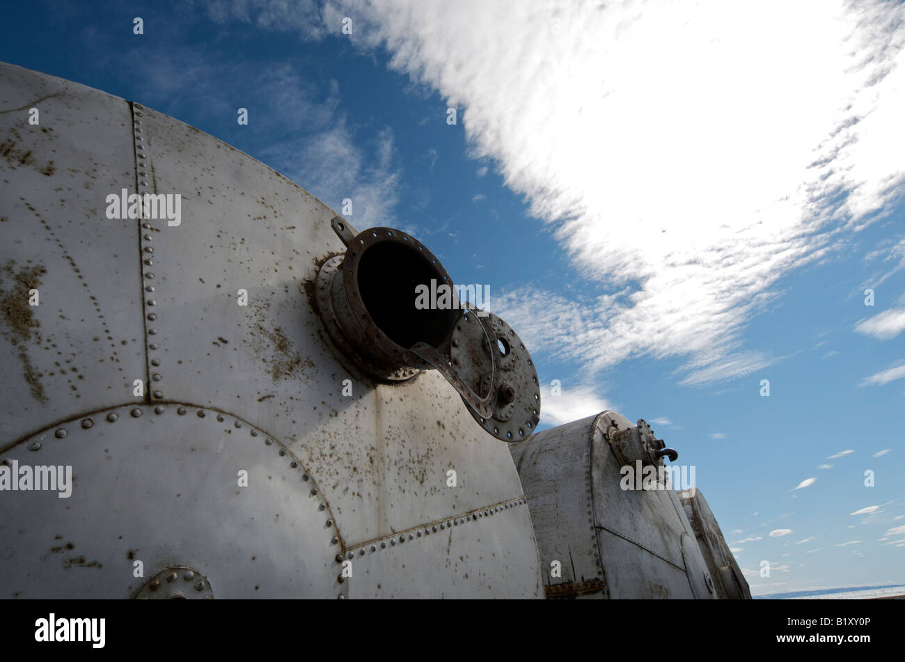 Old abandoned and forgotten oil containers at Johnson Point, Banks ...