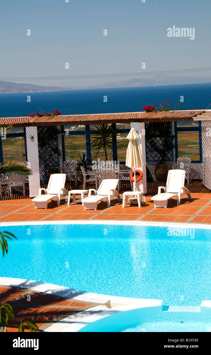 swimming pool with mediterranean sea view oia ia santorini thira greek ...