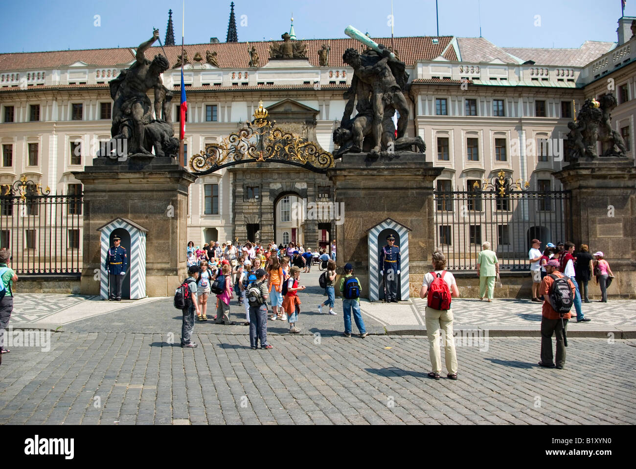 Entrance gate to the Royal Castle in Prague, Czech Republic Stock Photo ...