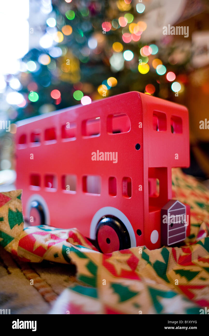 Child's toy bus at Christmas Stock Photo - Alamy
