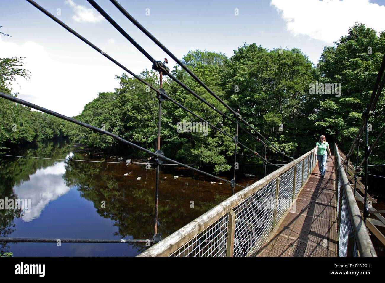 The shakkin brig (shaking bridge) over the River North Esk at Edzell in ...
