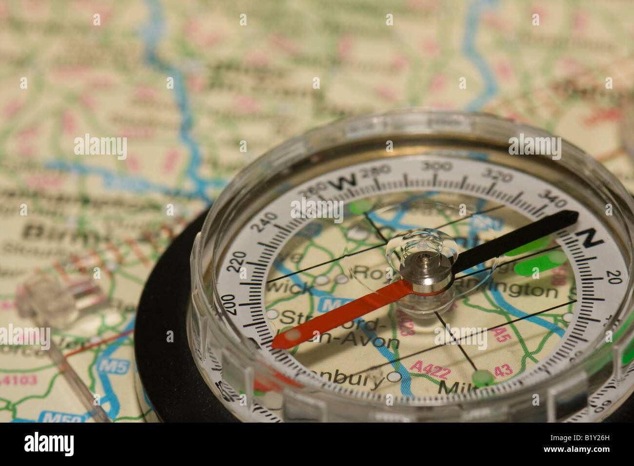 compass on the map Stock Photo - Alamy