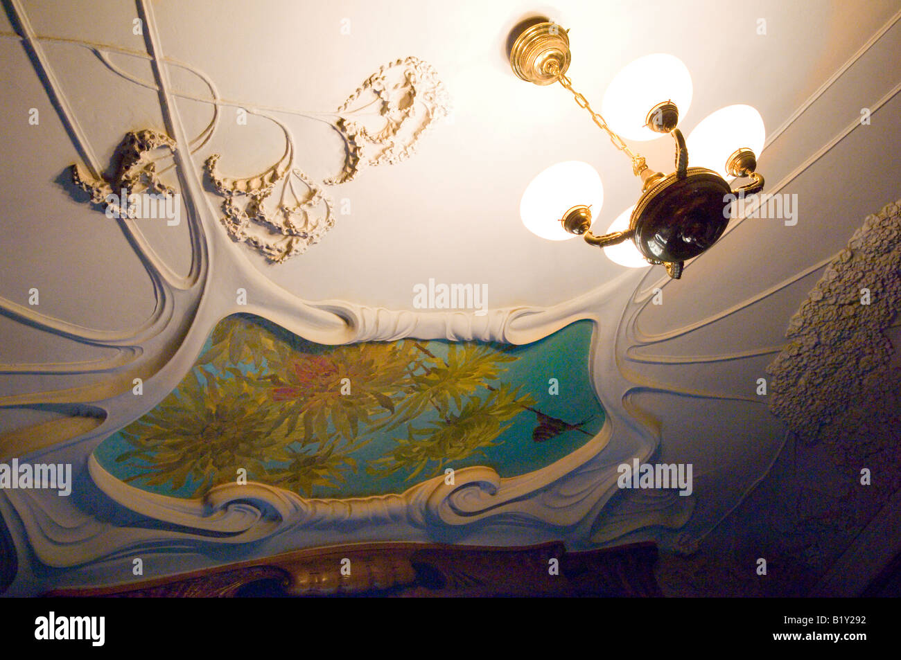 Elaborate mouldings on a ceiling at the Gorky House Museum Moscow ...