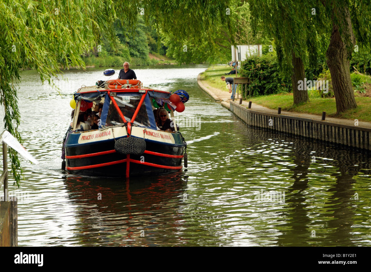 Barge Waterway Lock Cruising River High Resolution Stock Photography ...