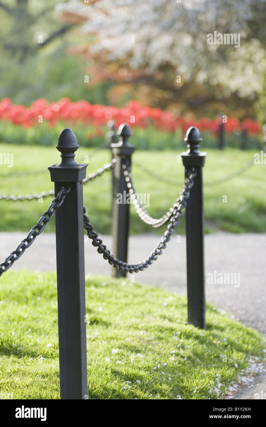 Close-up of a railing in a garden Stock Photo - Alamy
