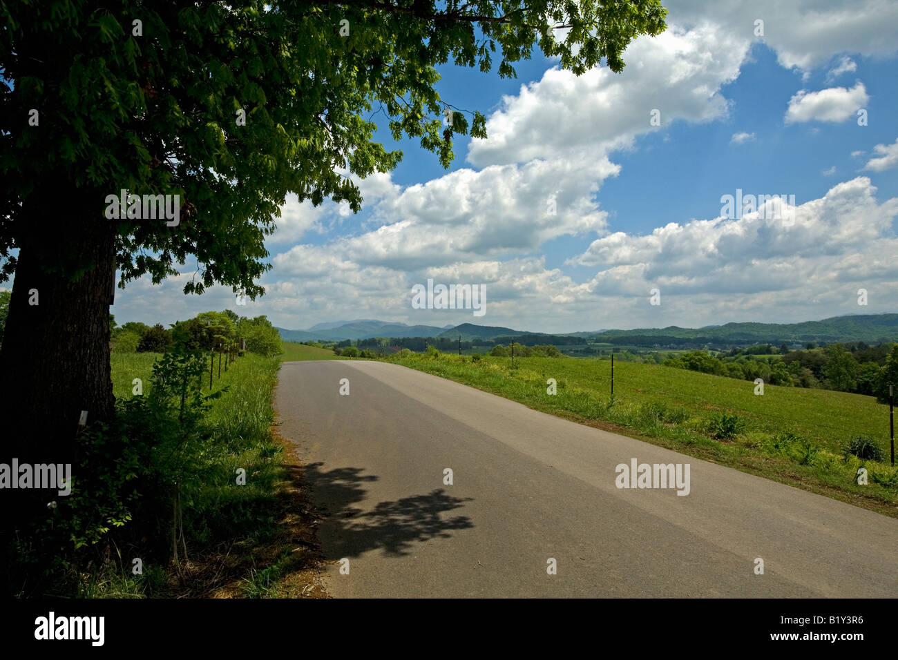 Road Fields Blue Sky Clouds Spring East Tennessee Stock Photo - Alamy