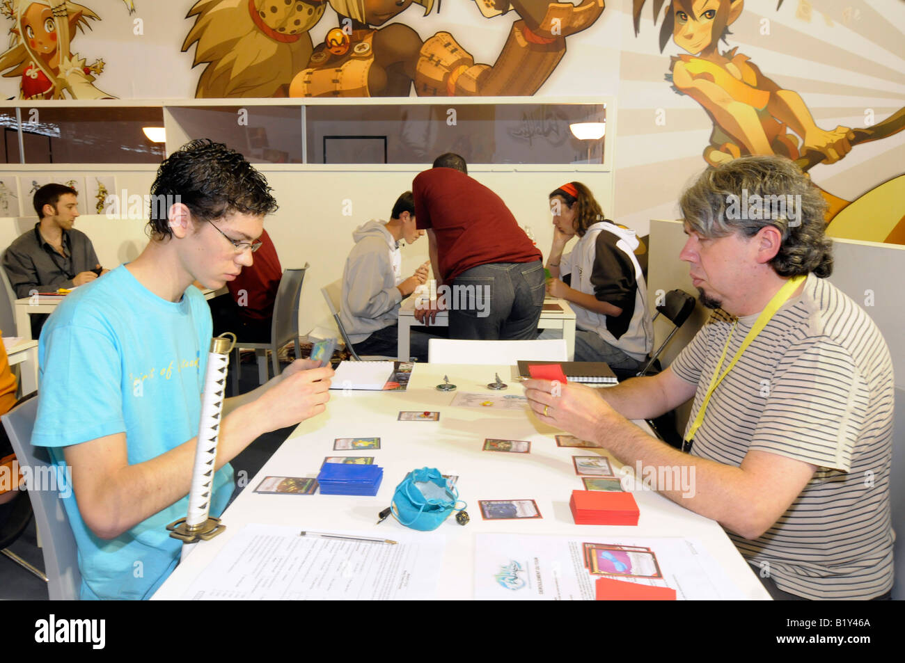 People playing cards during the Japan Expo exhibition fair Stock Photo ...