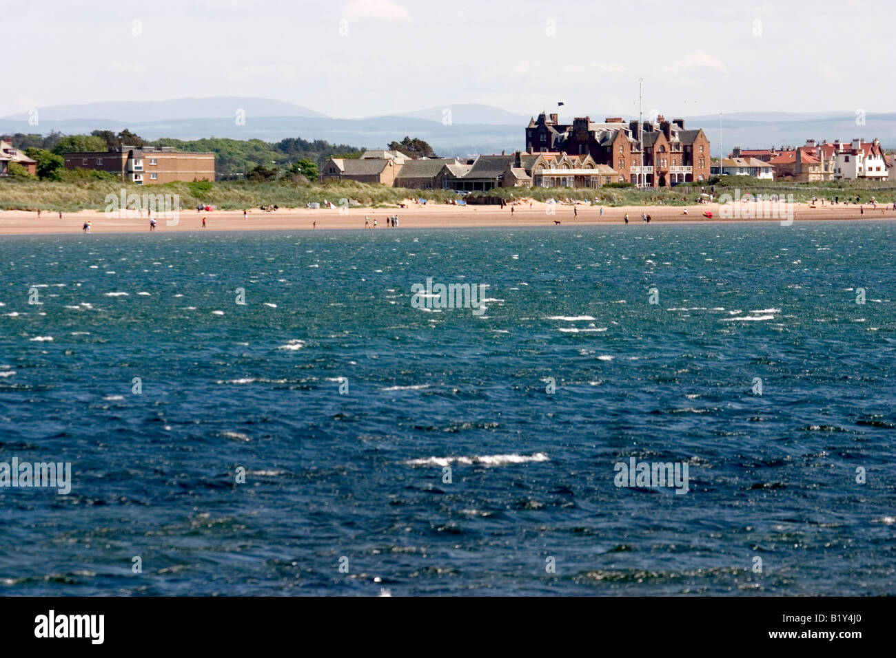 Distant view overlooking Troon bay towards the Troon Marina Hotel Stock ...