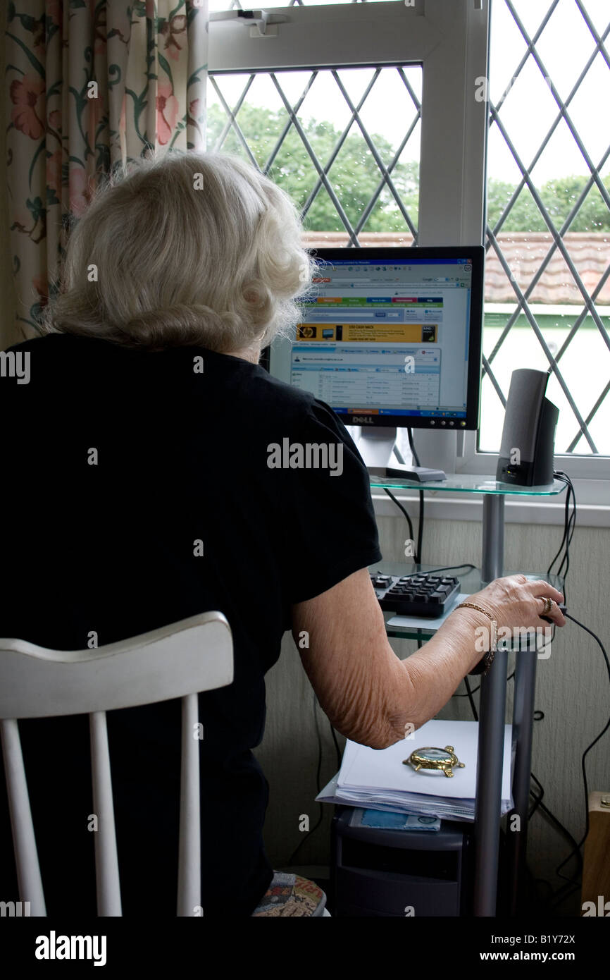 Older lady on the Internet Stock Photo - Alamy