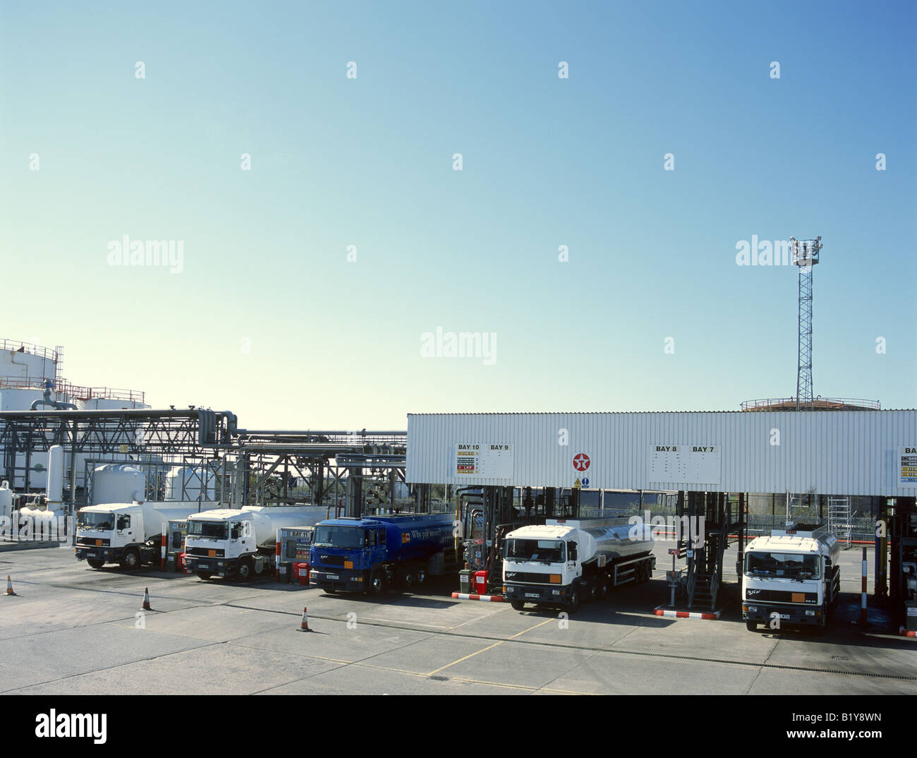 Fuel Tankers loading at a Depot Stock Photo - Alamy