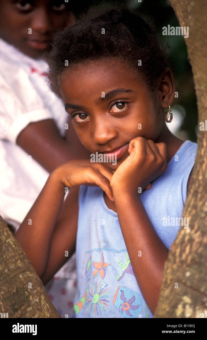 Mauritius chamarel village girls Stock Photo - Alamy