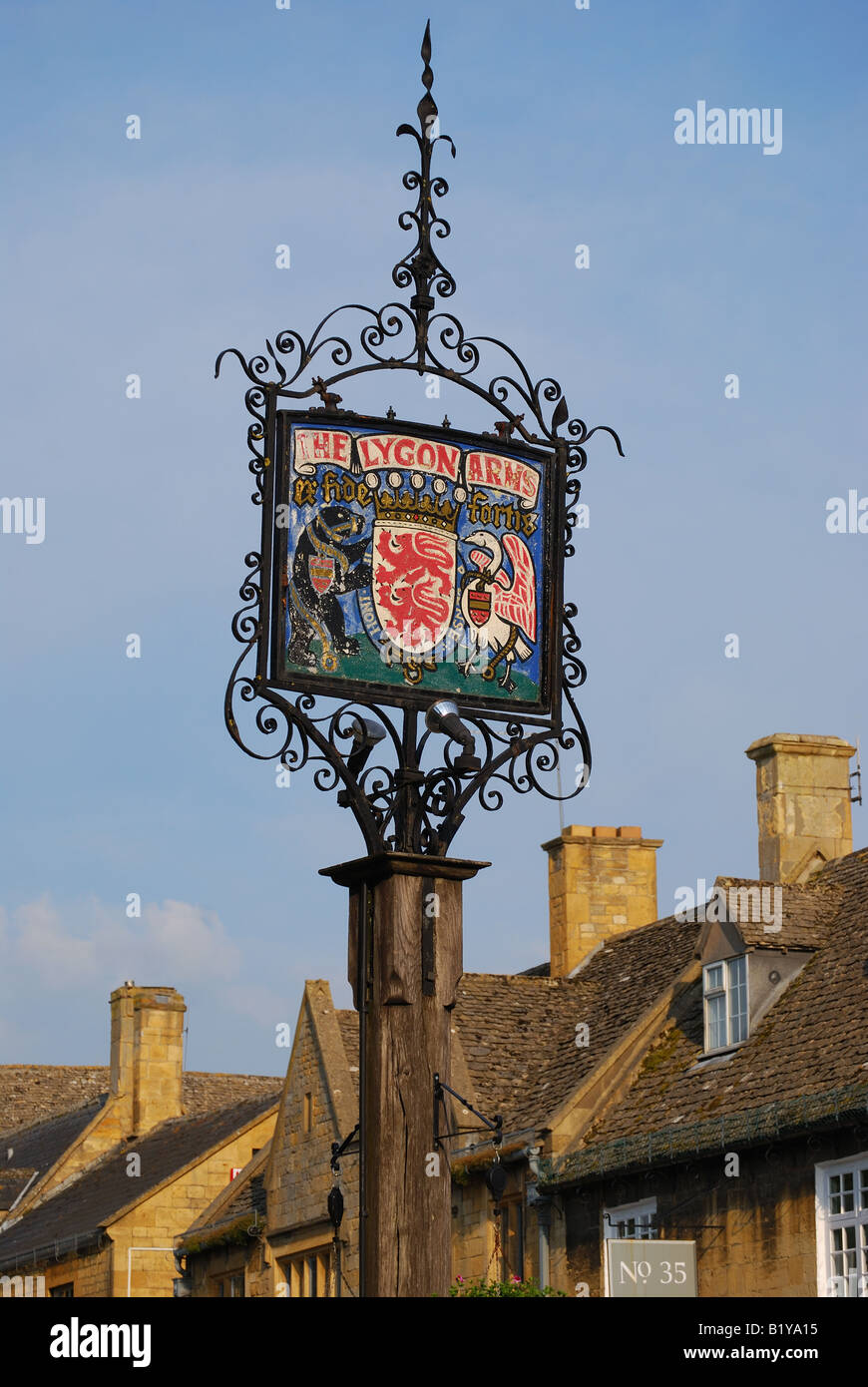 The Lygon Arms sign, High Street, Broadway, Worcestershire, England ...