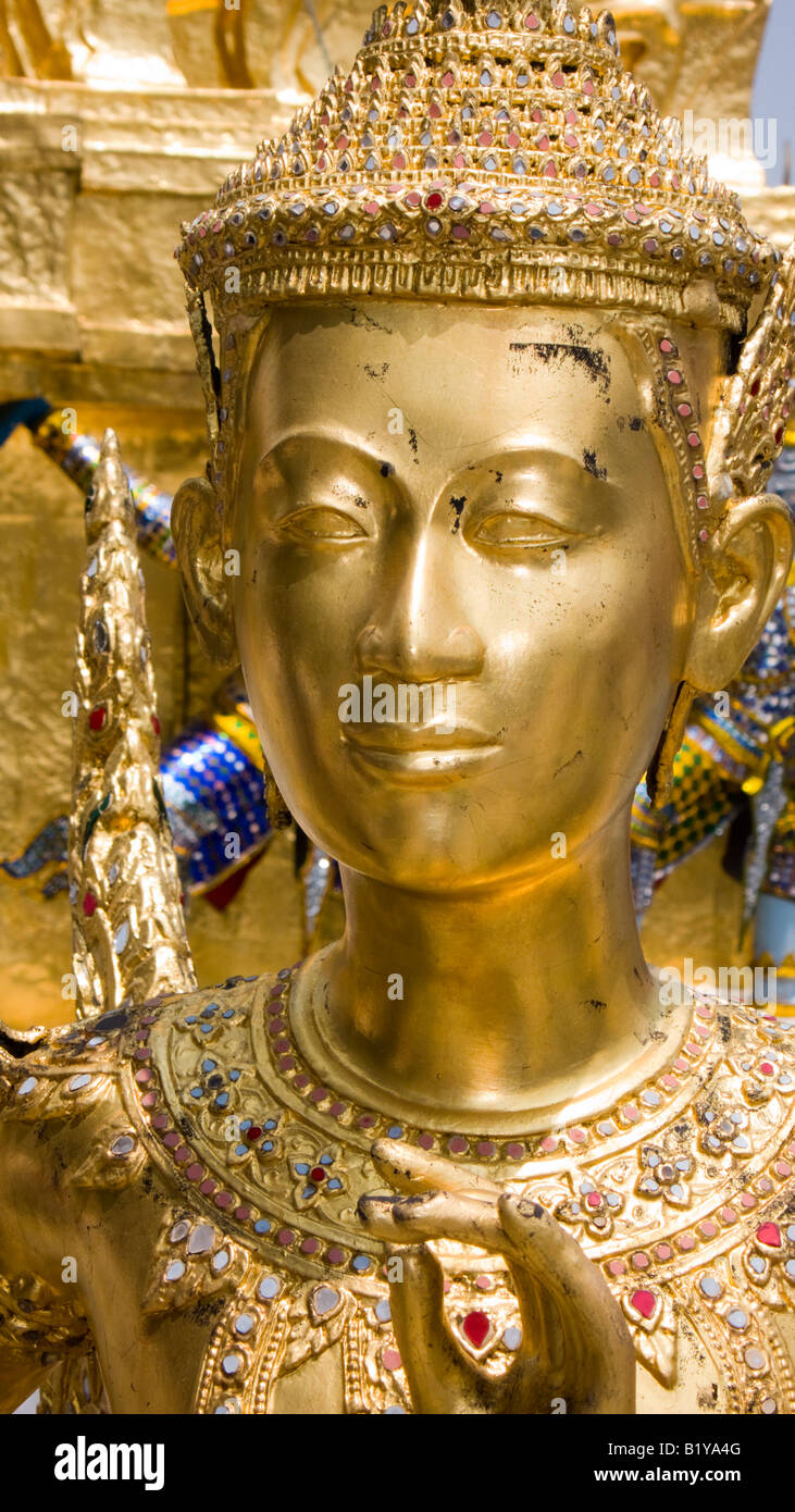 Kinnara half-human mythological gold figure Grand Palace Bangkok ...