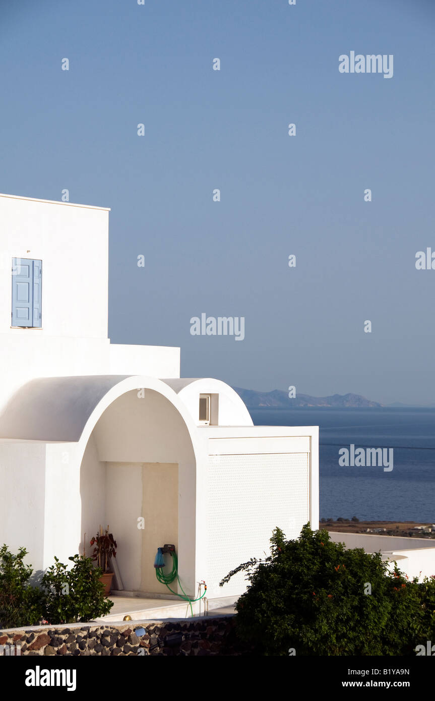 greek island house cyclades architecture over aegean sea santorini ...