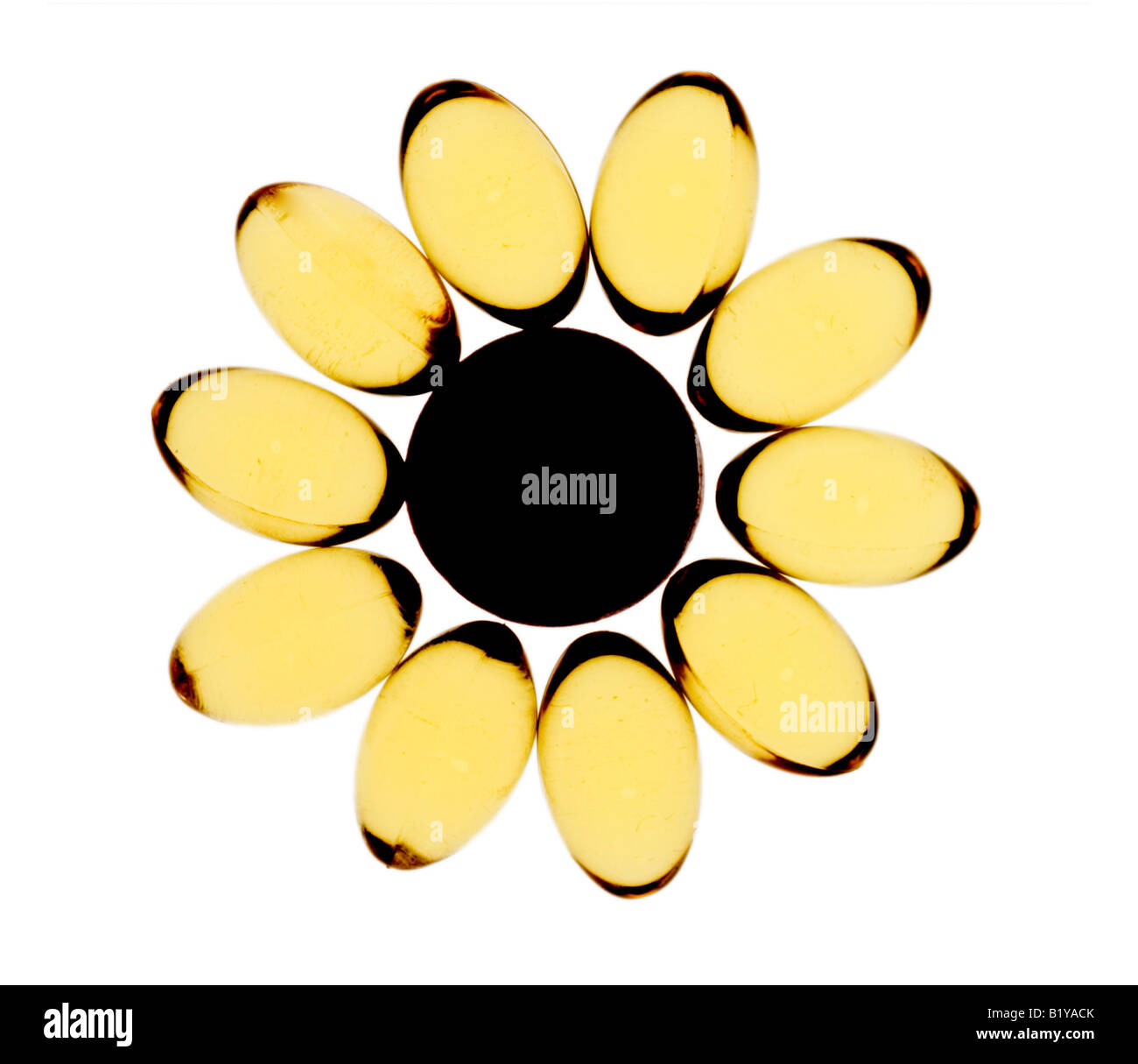 omega oil, omega 3 capsules and arranged in shape of a flower Stock ...