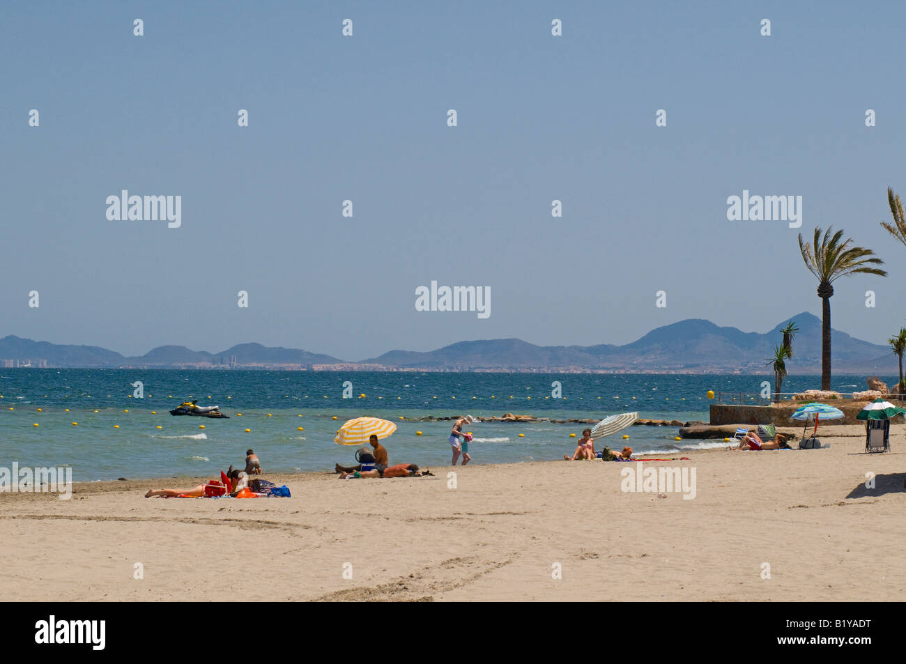 The Mar Menor (little sea) Salt Water Lagoon and beach at Los Alcazares ...