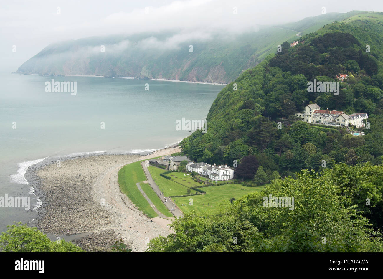Mist over Lynmouth cliffs, Devon Stock Photo - Alamy