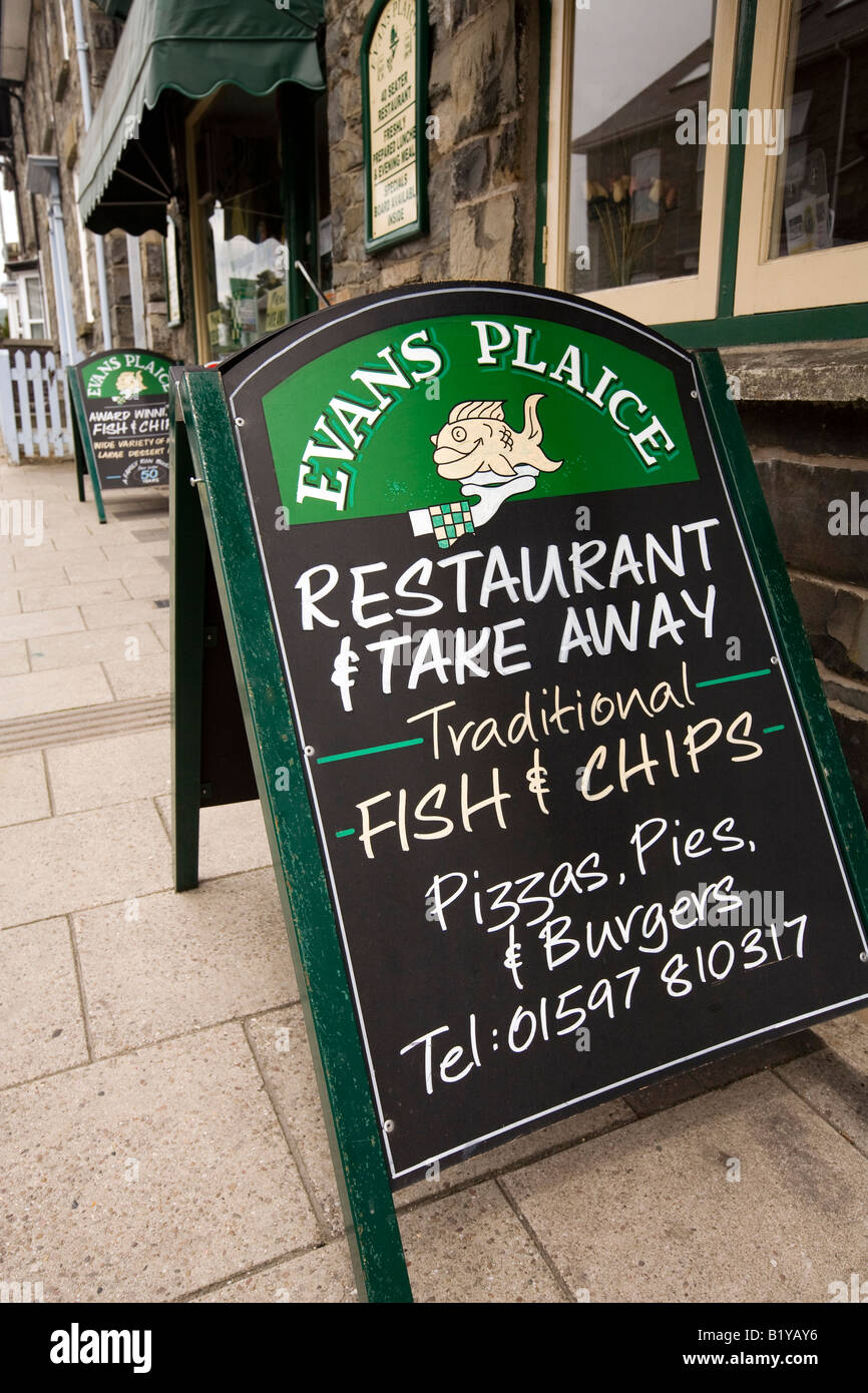 UK Wales Powys Rhayader North Street Evans Plaice fish and chip shop ...