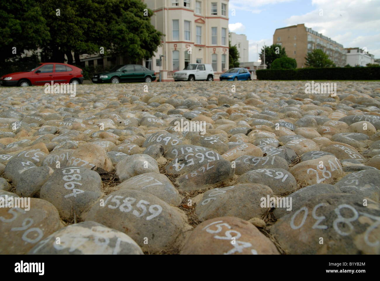 Wallinger sculpture 'Folk Stones' on the Leas at Folkestone Stock Photo ...