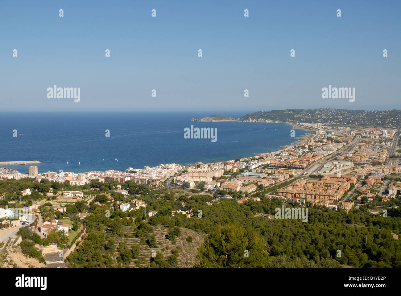 view from La Plana over Bay of Javea to Arenal area and Cap Prim, Javea ...