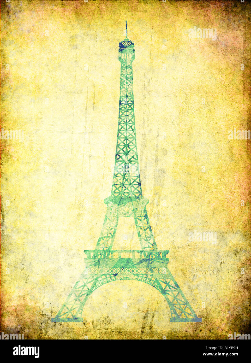 Paris Eiffel Tower background illustration, grunge and rusty vintage ...