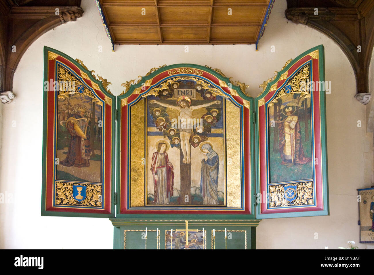 Arts and Craft Movement triptych in Wymondham Abbey Norfolk England ...